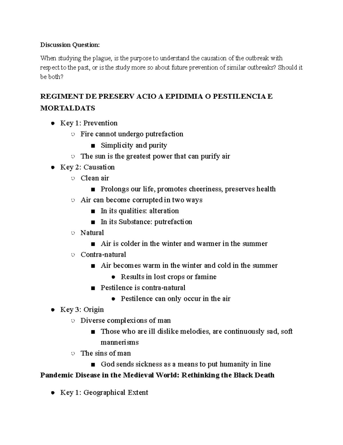 Session 6 presentation - Discussion Question: When studying the plague ...