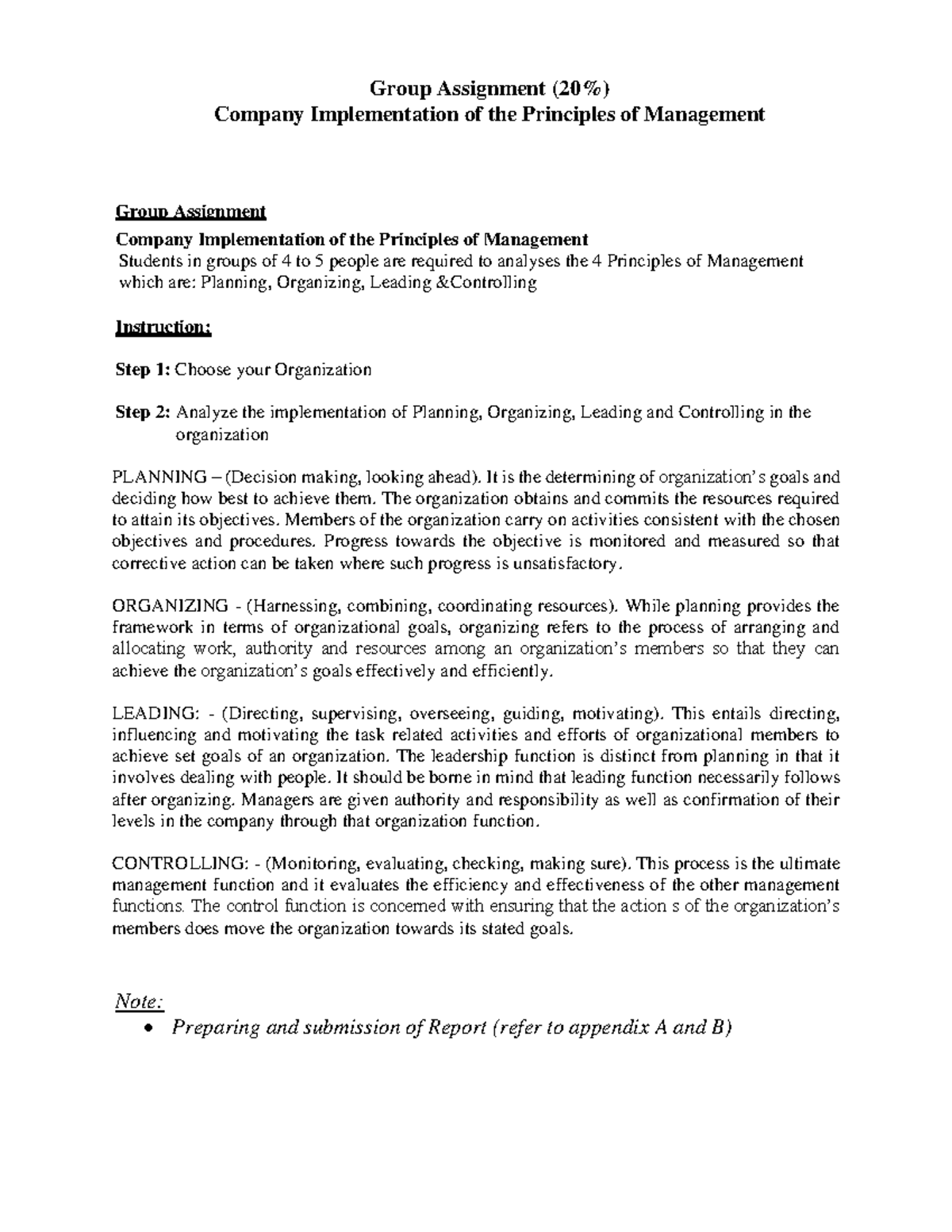 Group Assignment 1 MGT400 2023-2024 - Group Assignment (20%) Company Implementation of the - Studocu