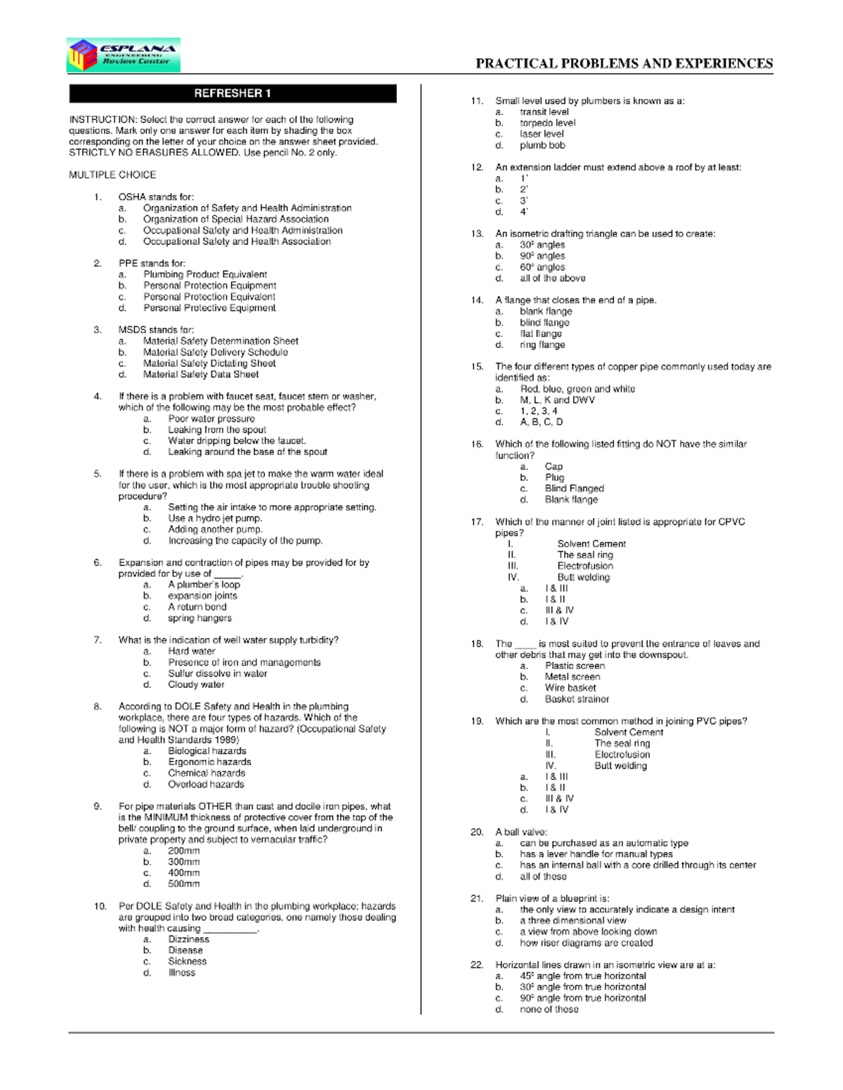 - Practical- Refresher 1 - BS Civil Engineering - Studocu