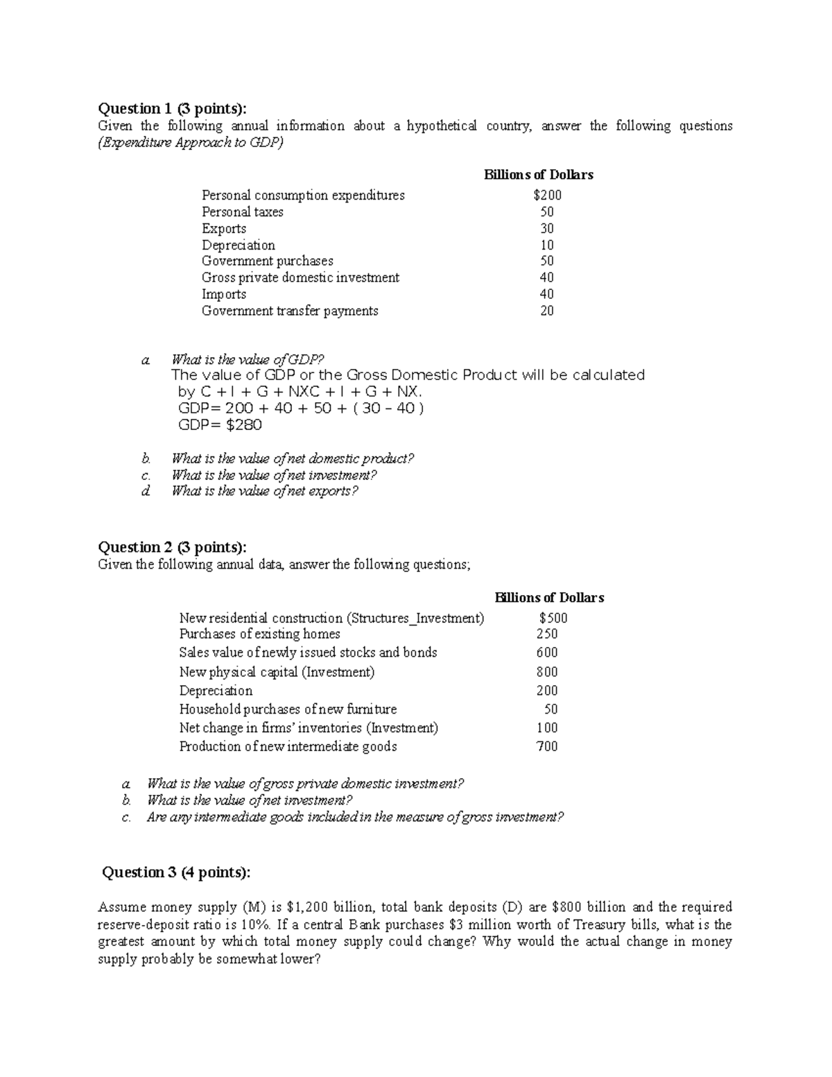 Quiz 1 eco - Quiz 1 eco test individual assignments - Question 1 (3 ...