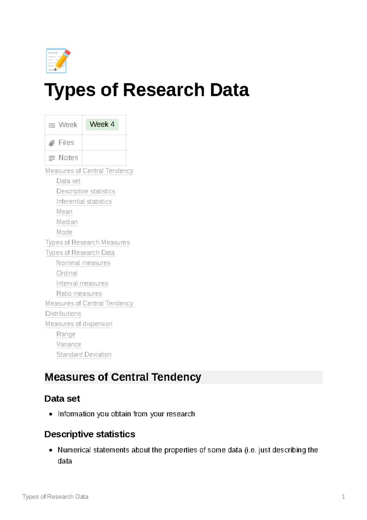Types of Research Data - Week 4 IRHS Notes UC Lecturer: Janie Busby ...