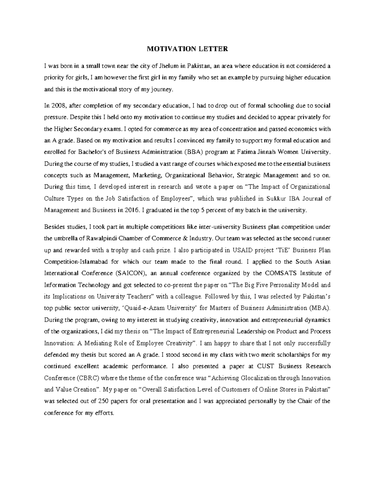 PS-Pioneer - How to write statement of purpose - MOTIVATION LETTER I ...