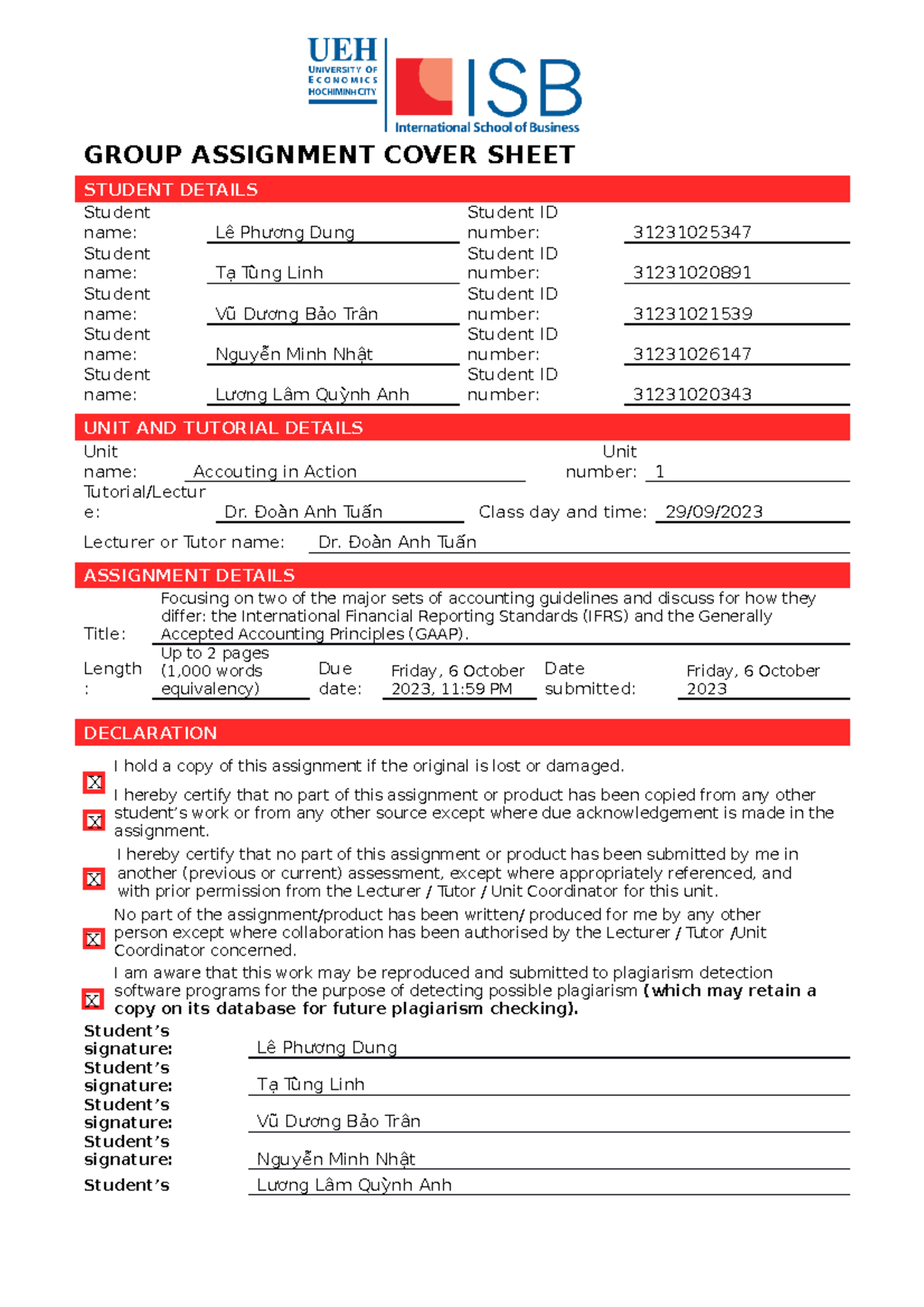 PA Group 3 Session 1 Assignment - GROUP ASSIGNMENT COVER SHEET STUDENT ...
