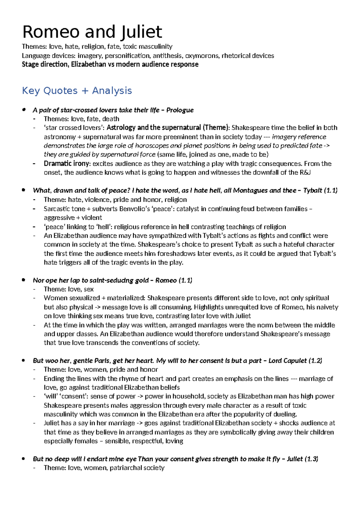 Romeo and Juliet - vjhjh - Romeo and Juliet Themes: love, hate ...