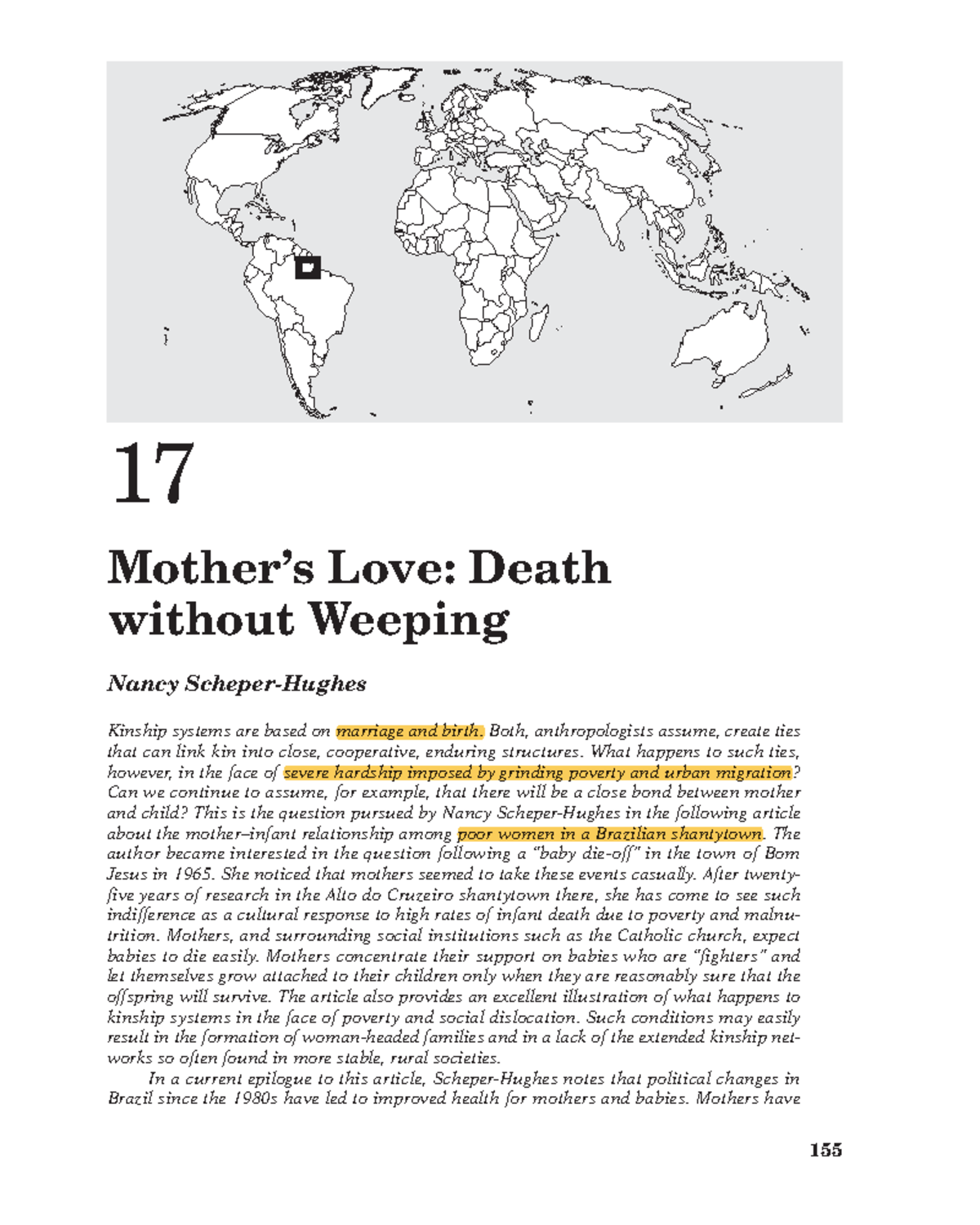 Wk5a Scheper-Huges (2012 ) Mothers Love, Death Without Weeping - 155 17 ...