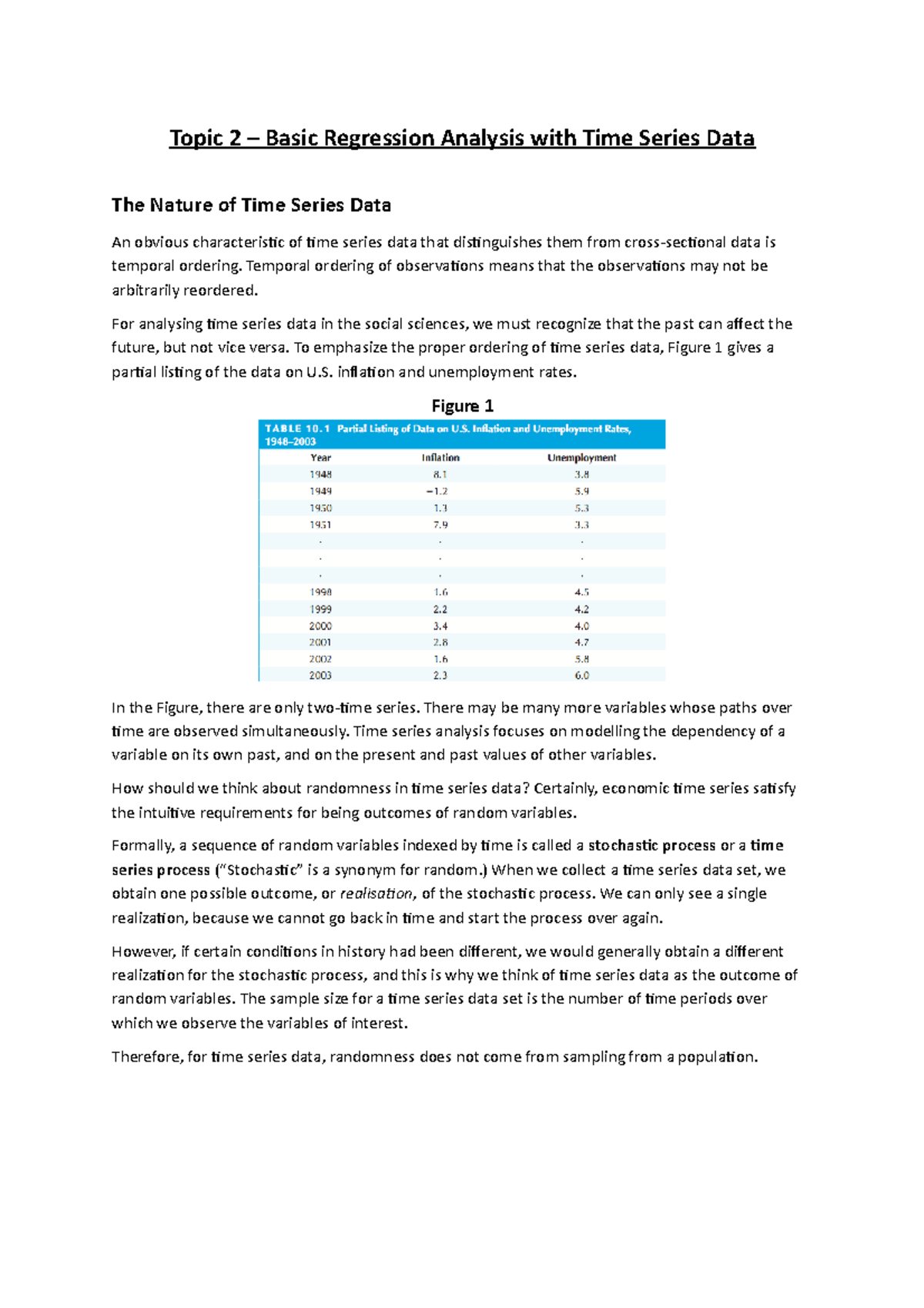 Topic 2 Basic Regression Analysis With Time Series Data Temporal