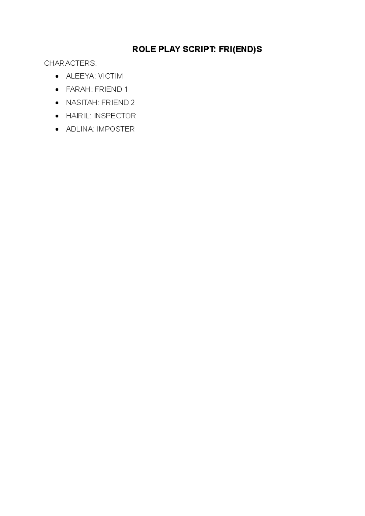 5 6316630714582305833 - ROLE PLAY SCRIPT: FRI(END)S CHARACTERS ...