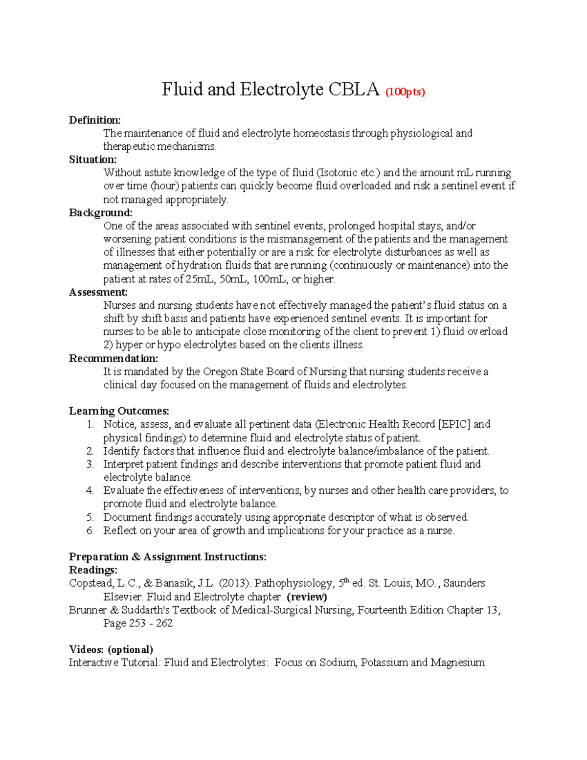 N332 Fluid and Electrolyte - Fluid and Electrolyte CBLA (100pts ...