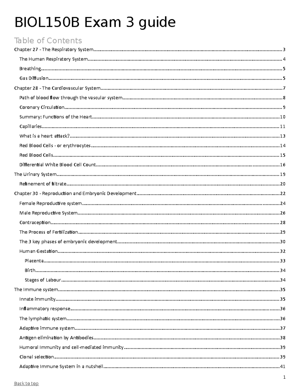 BIOL150B Exam 3 study guide - human systems - BIOL150B Exam 3 guide ...