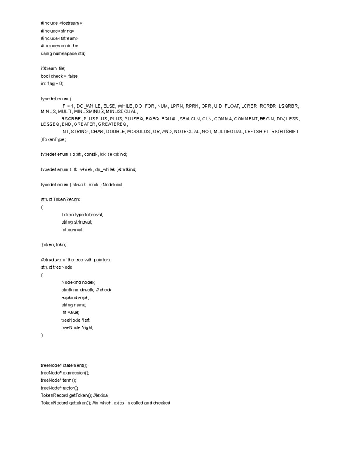 Compiler project artifact 2 code - #include #include #include #include using namespace std ...