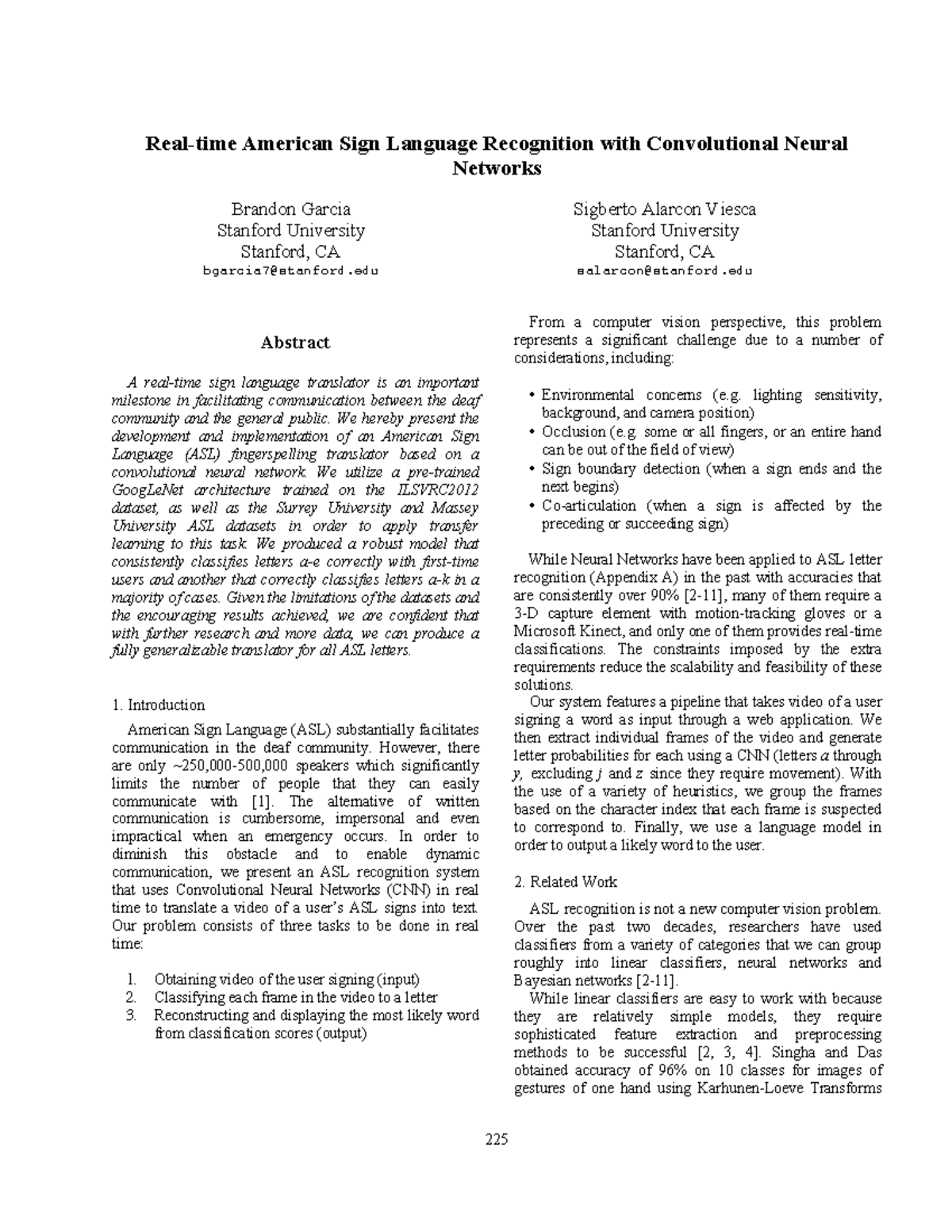Real-time american sign language recognition with convolutional neural ...