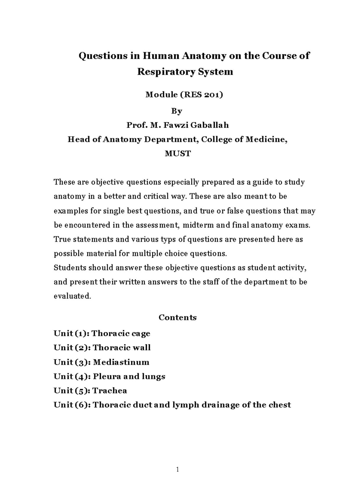 Unit questions for RES - anatomy respiratory system 2 - Questions in ...