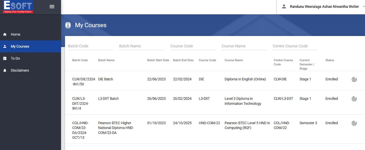 My courses - I am a HND student who specialized in Data Analytics ...