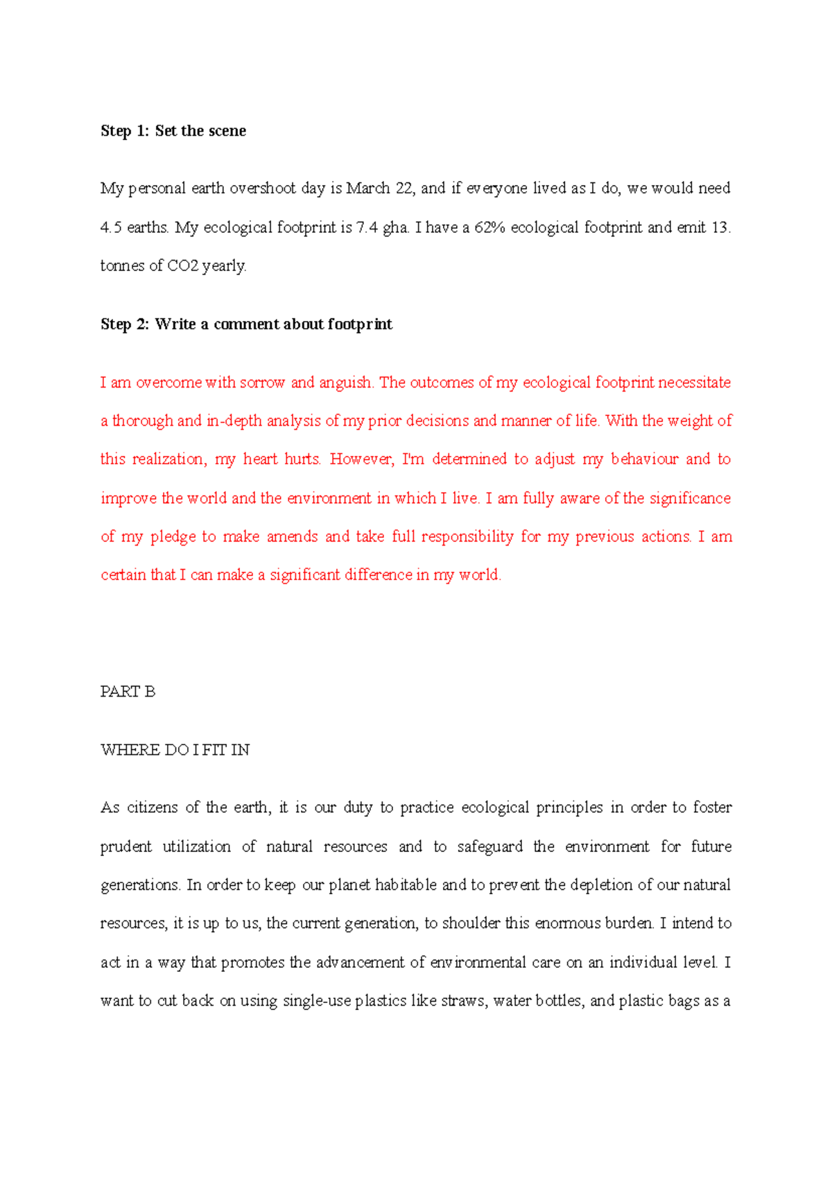 SUS-7- CREDITED WELL - Step 1: Set the scene My personal earth ...