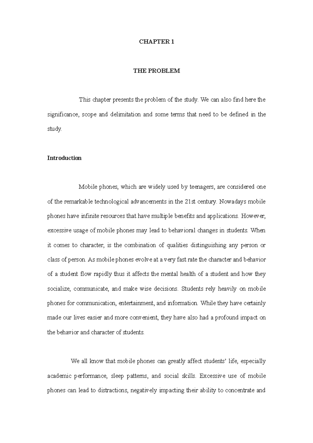 Chapter 1 research angelica - CHAPTER 1 THE PROBLEM This chapter ...