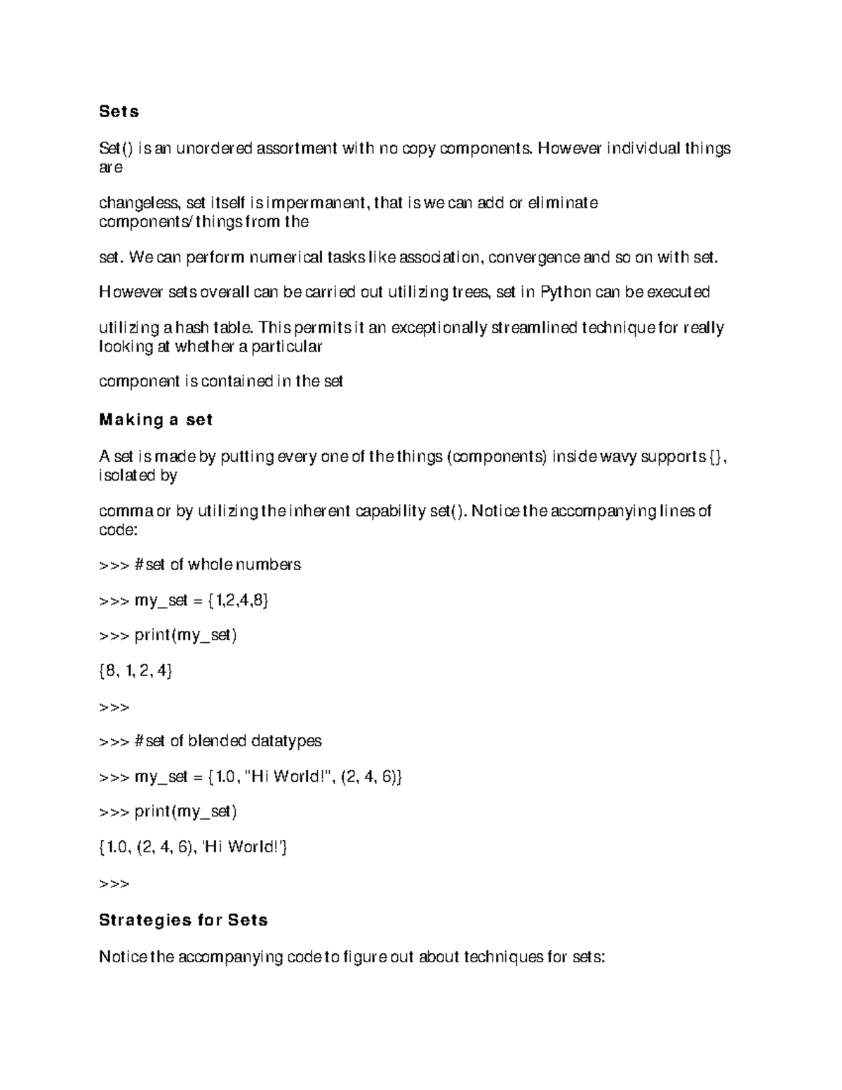 Python Sets In Pythons Se T S Set Is An Unordered Assortment With No Copy Components