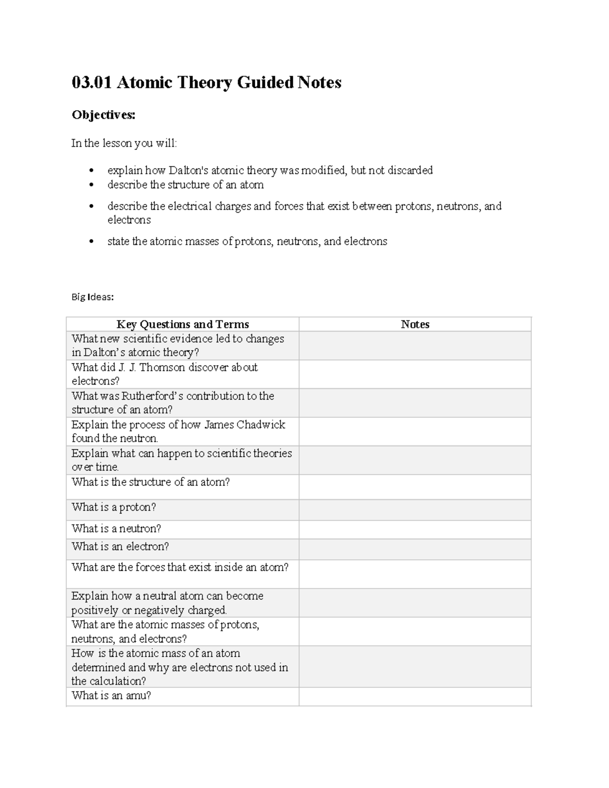 03.01 Atomic Theory Guided Notes - 03 Atomic Theory Guided Notes ...