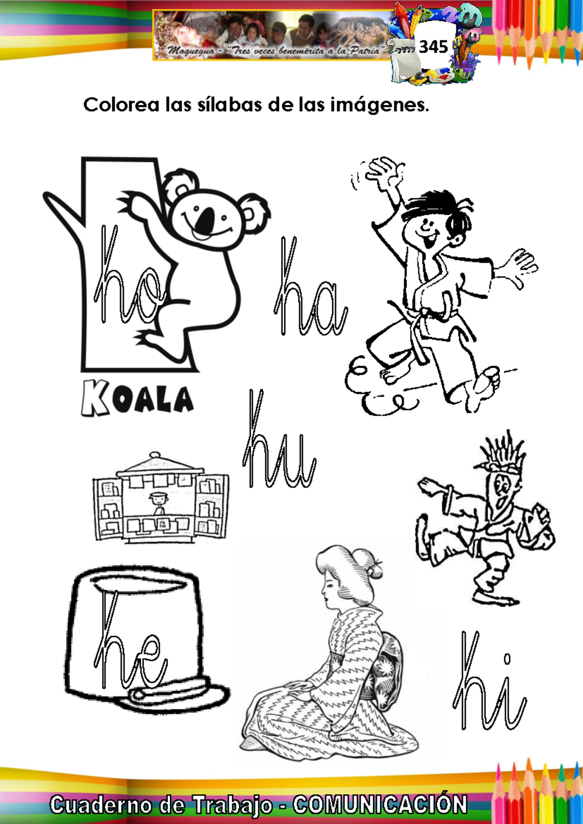 Letra K - bien - Colorea las sílabas de las imágenes. Une la letra “k ...