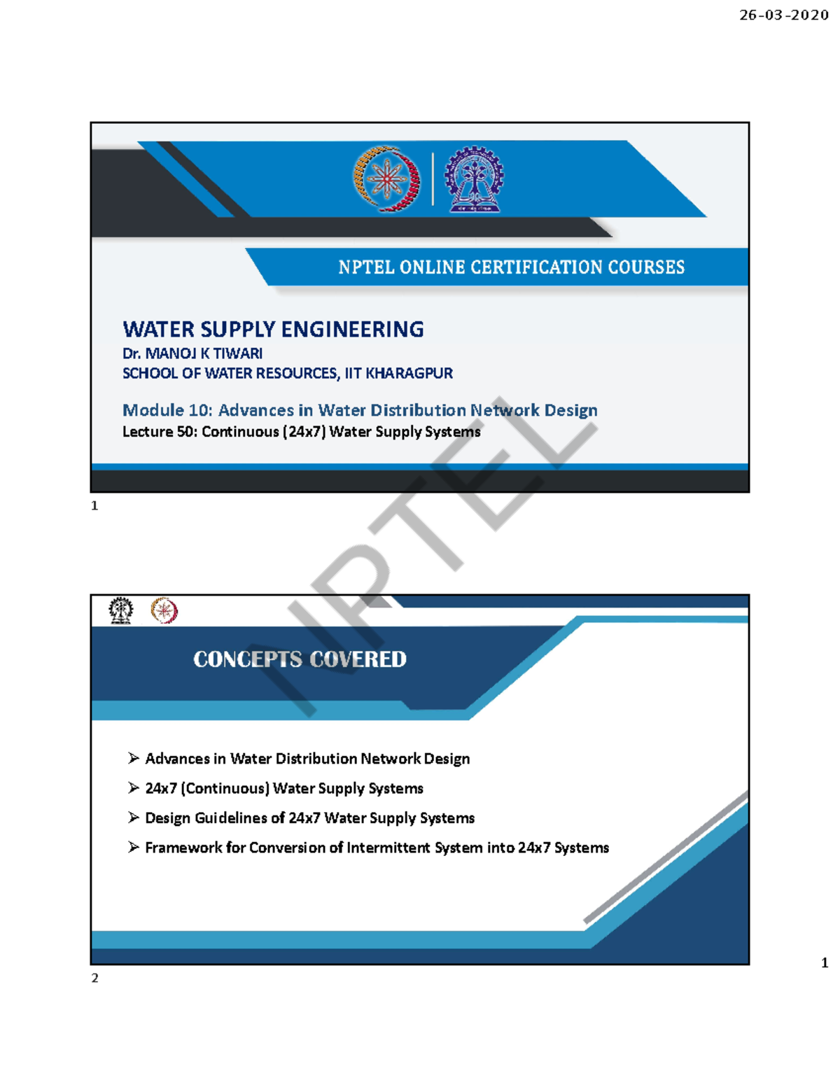 Week 10 Advances in Water Distribution Network Design watermark - 1 ...