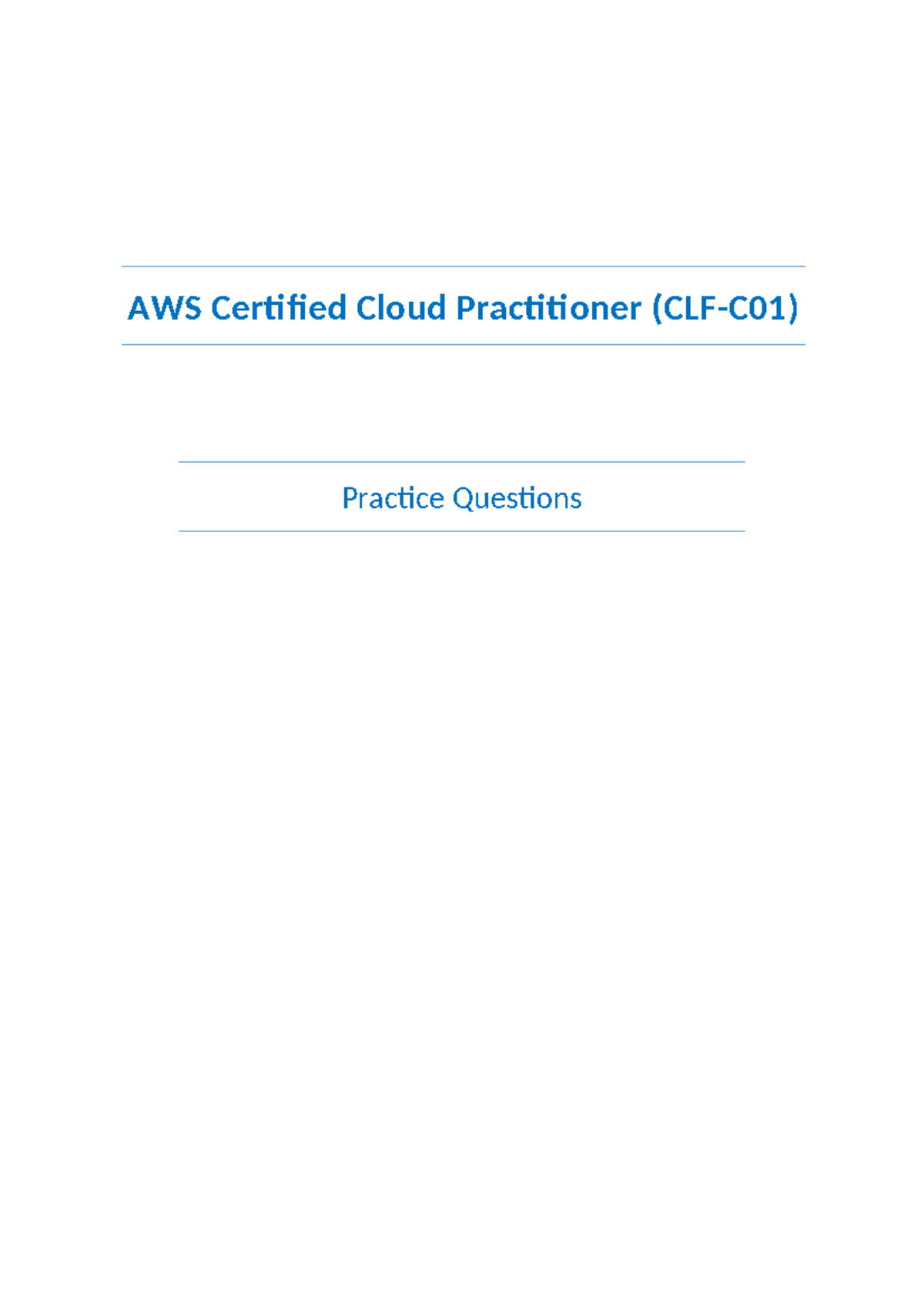 AWS Cloud Practitioner - Practice Questions - AWS Certified Cloud ...