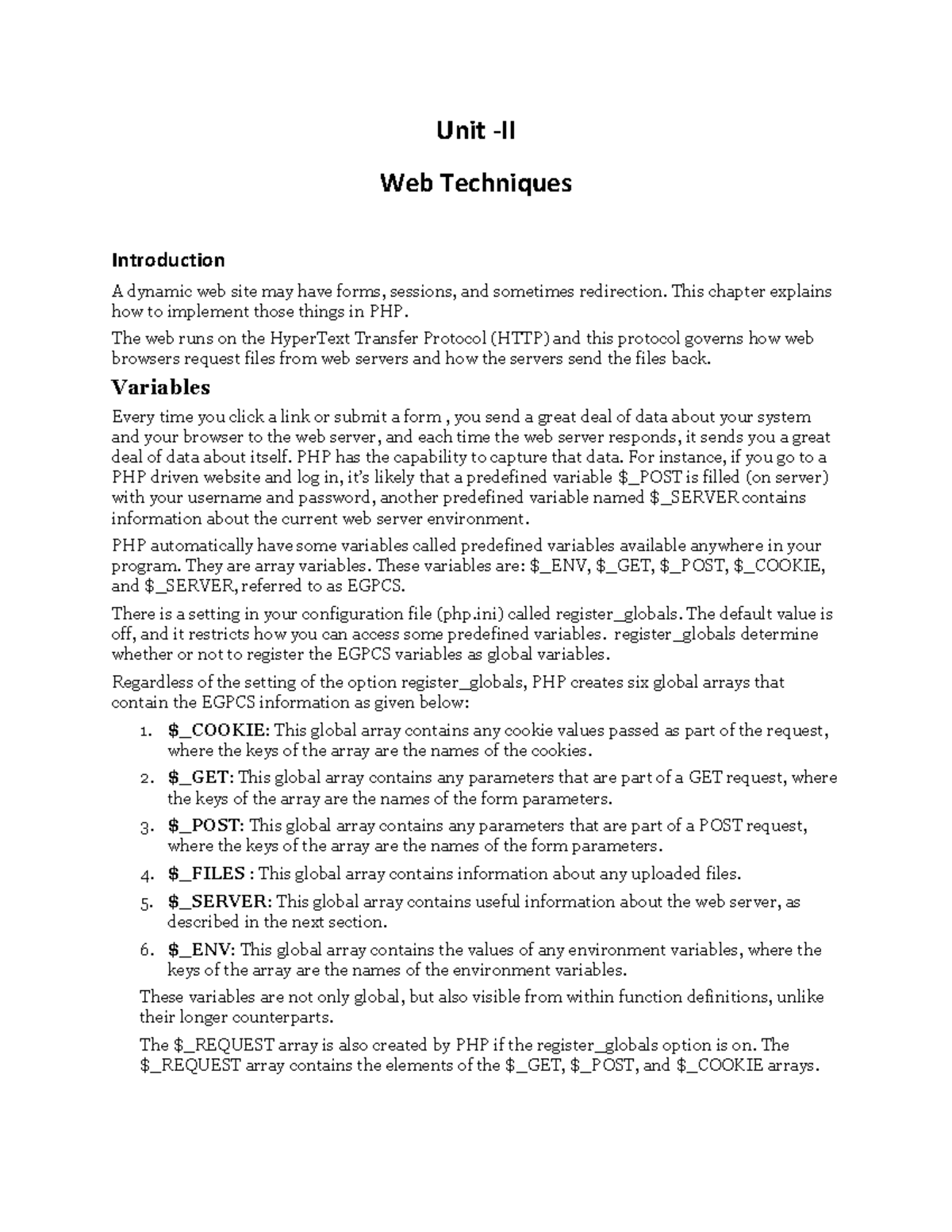 II - Web Techniques - These are lecture notes of bsc computer science ...