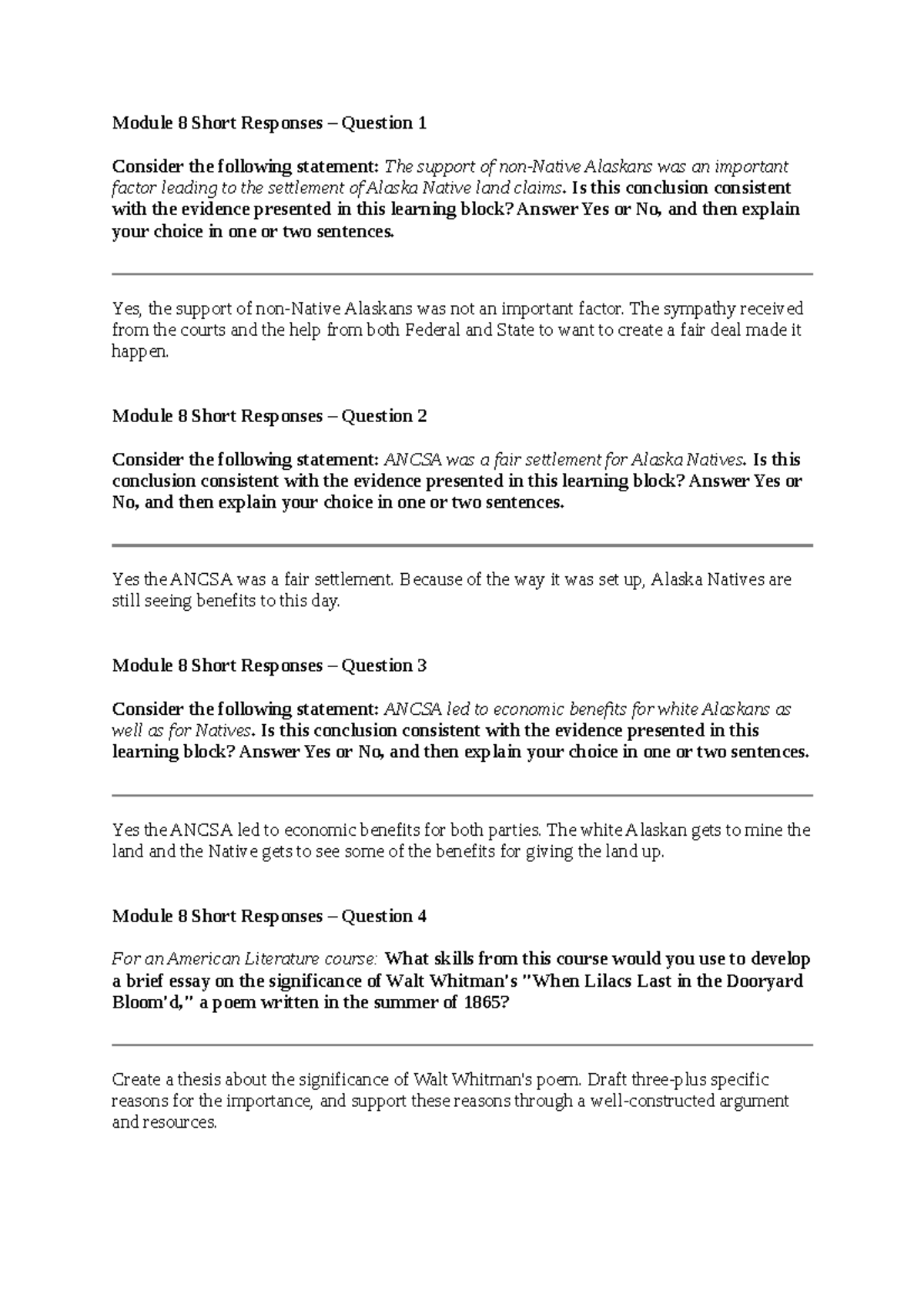 HIS 200 - 8-2 Short Response - Module 8 Short Responses – Question 1 ...