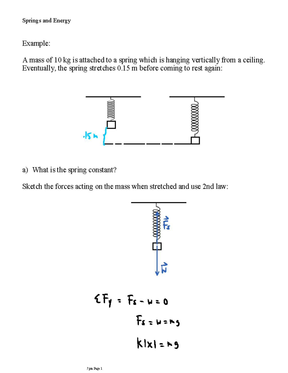 Springs - detailed lectured notes on general 1 physics material, Robert ...