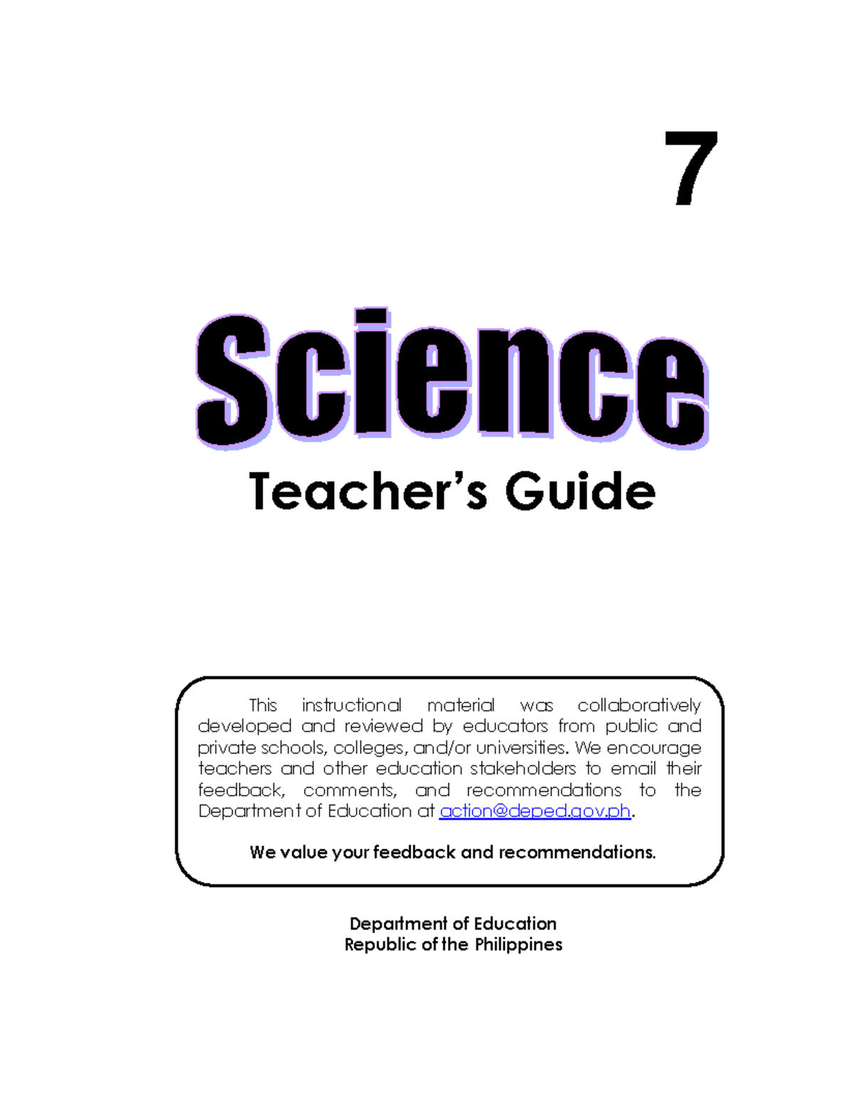 Grade 7 TG Science 1st Quarter - Teacher’s Guide ####### Department of ...