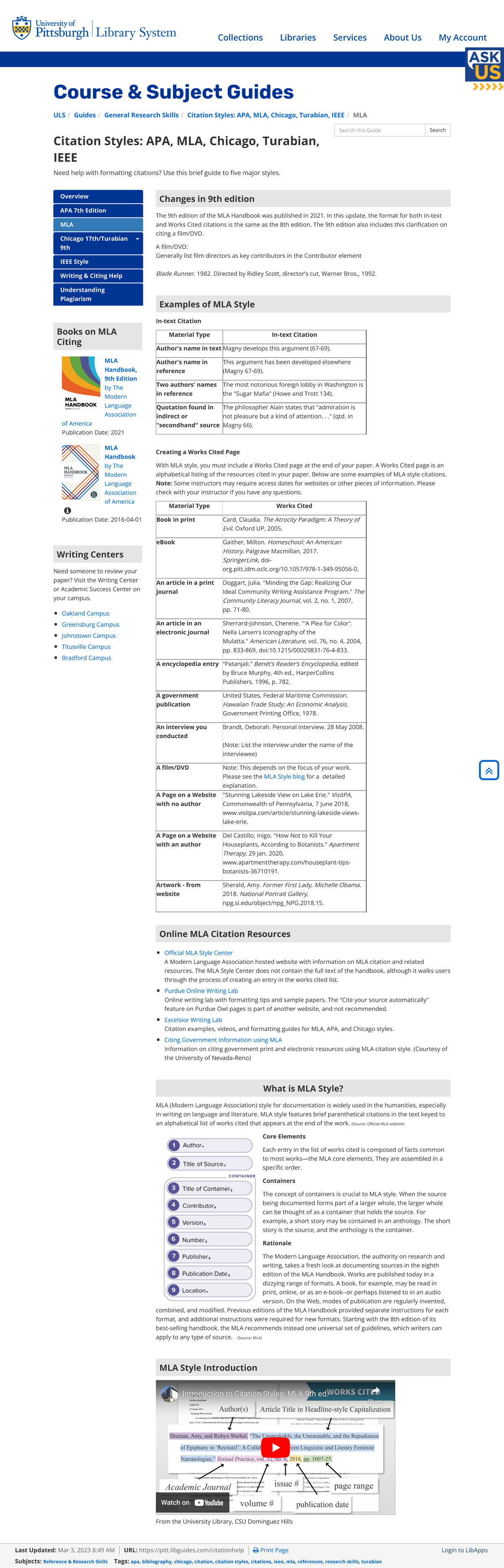 MLA - Citation Styles APA, MLA, Chicago, Turabian, IEEE - Guides at University of Pittsburgh ...