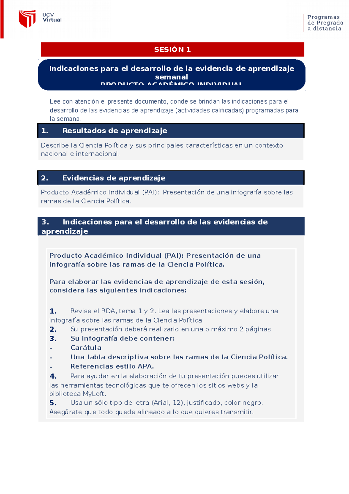 1. Indicaciones para el desarrollo de PAI S1 - Lee con atención el ...