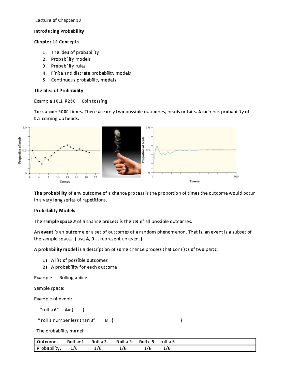 Lecture of Chapter 10 - 2. 3. 4. 5. The idea of probability Probability ...