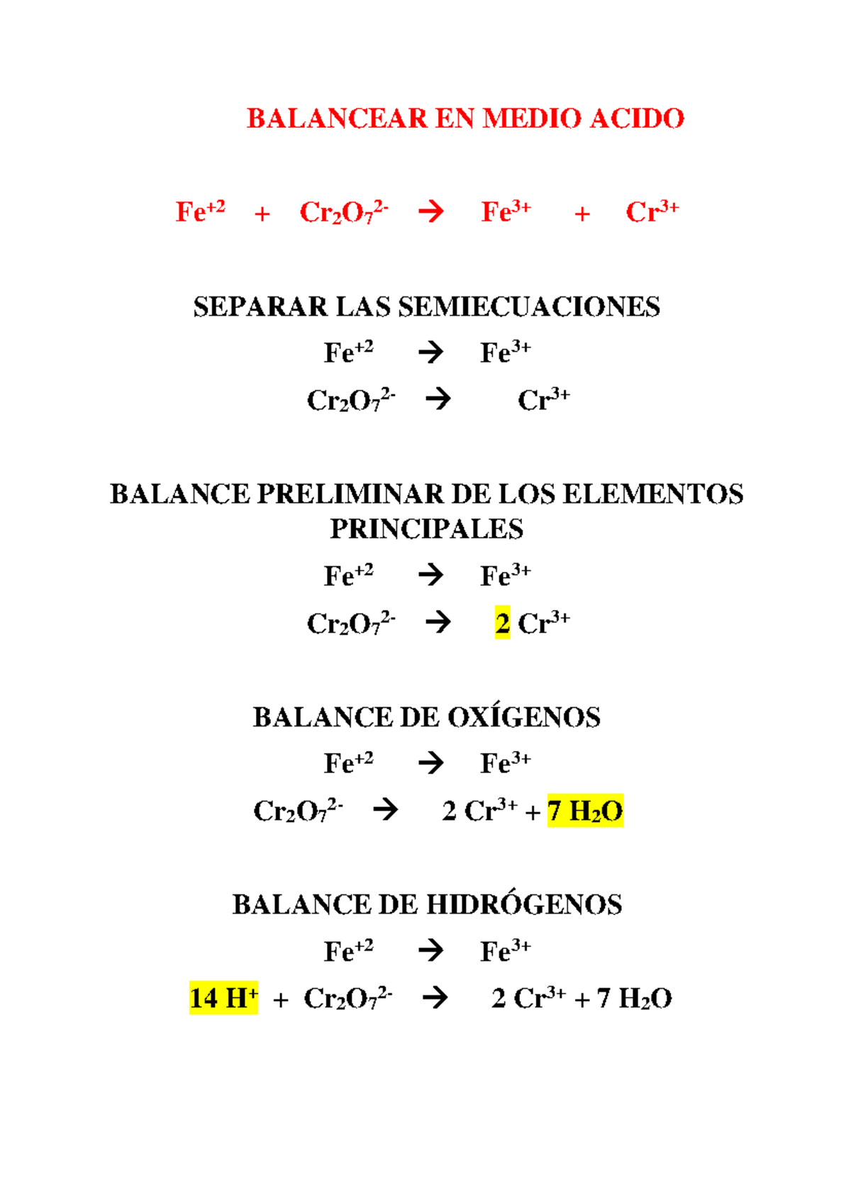 Balance DE Ecuaciones Redox Medio Acido Y Basico - BALANCEAR EN MEDIO ...