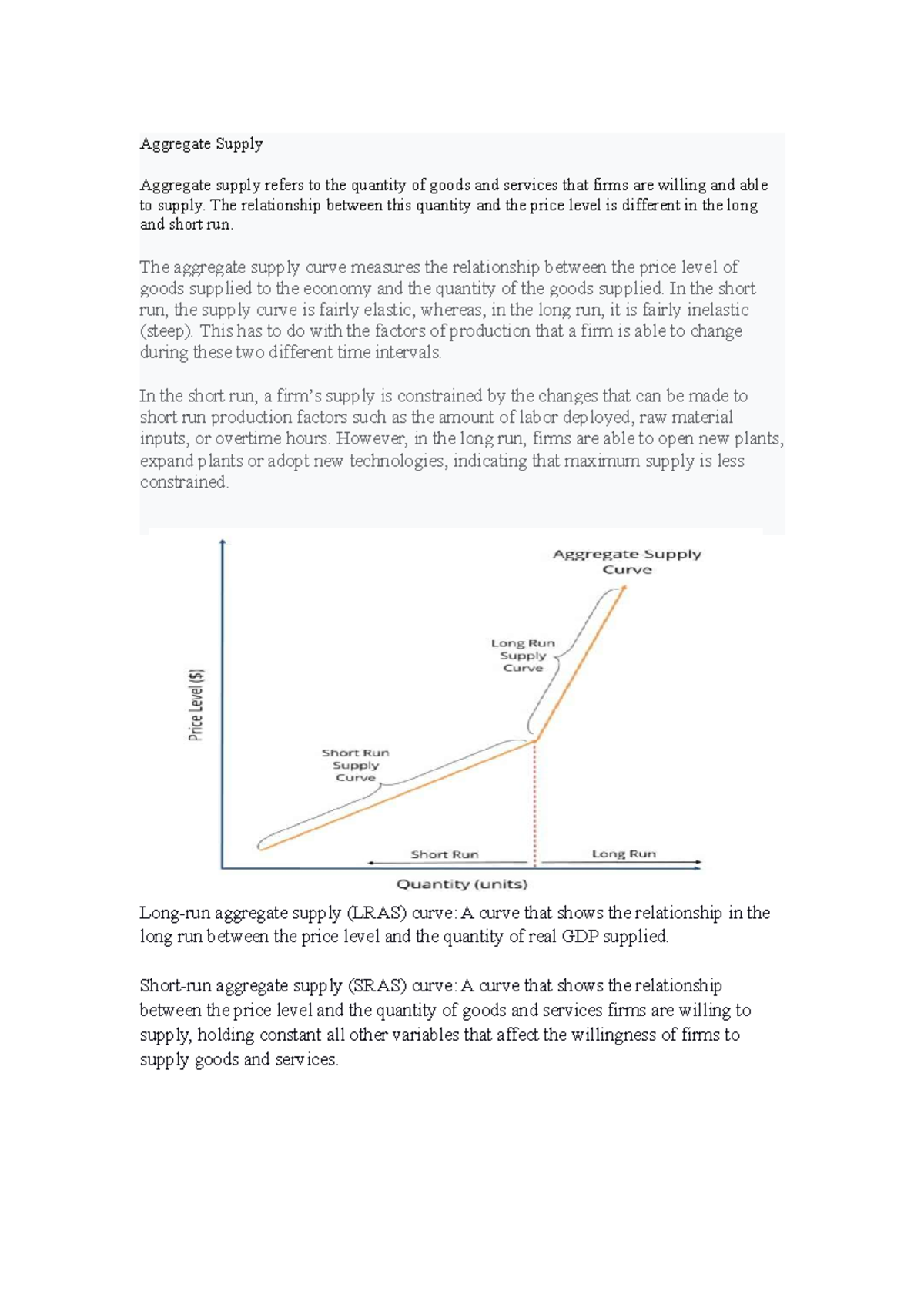 Aggregate Supply - Aggregate Supply Aggregate supply refers to the ...