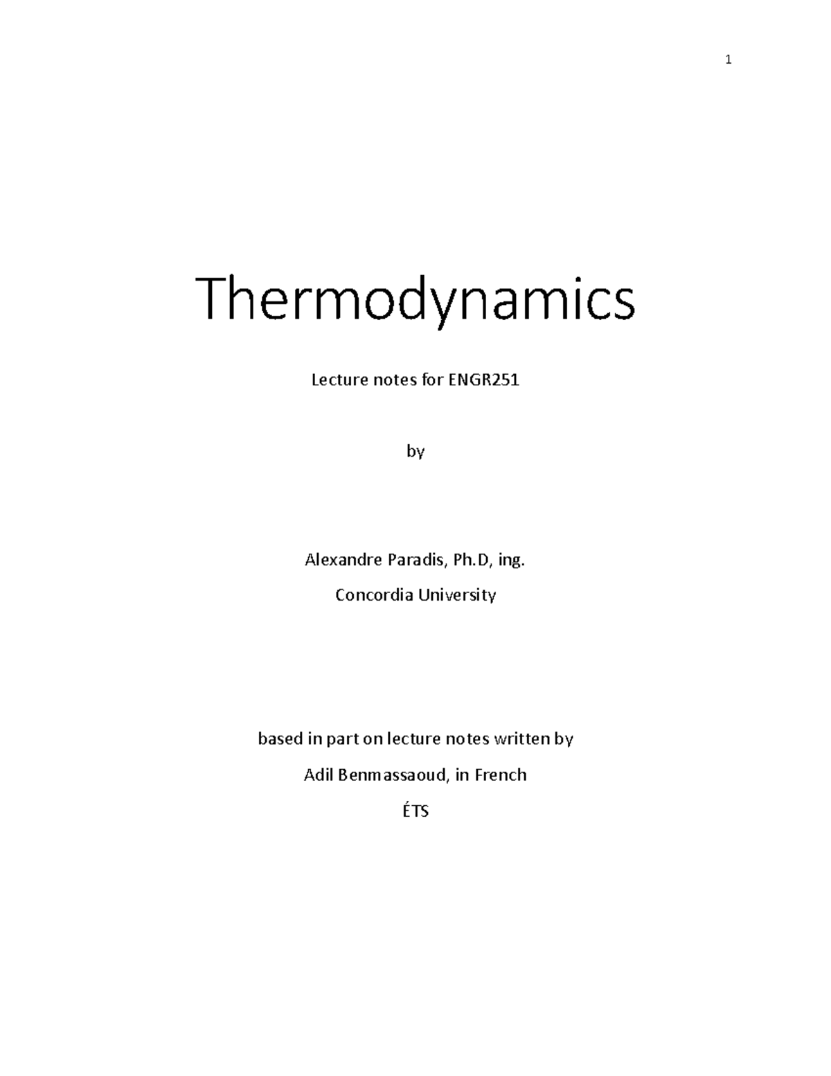 Thermodynamics - Good NOTES - Thermodynamics Lecture notes for ENGR by ...