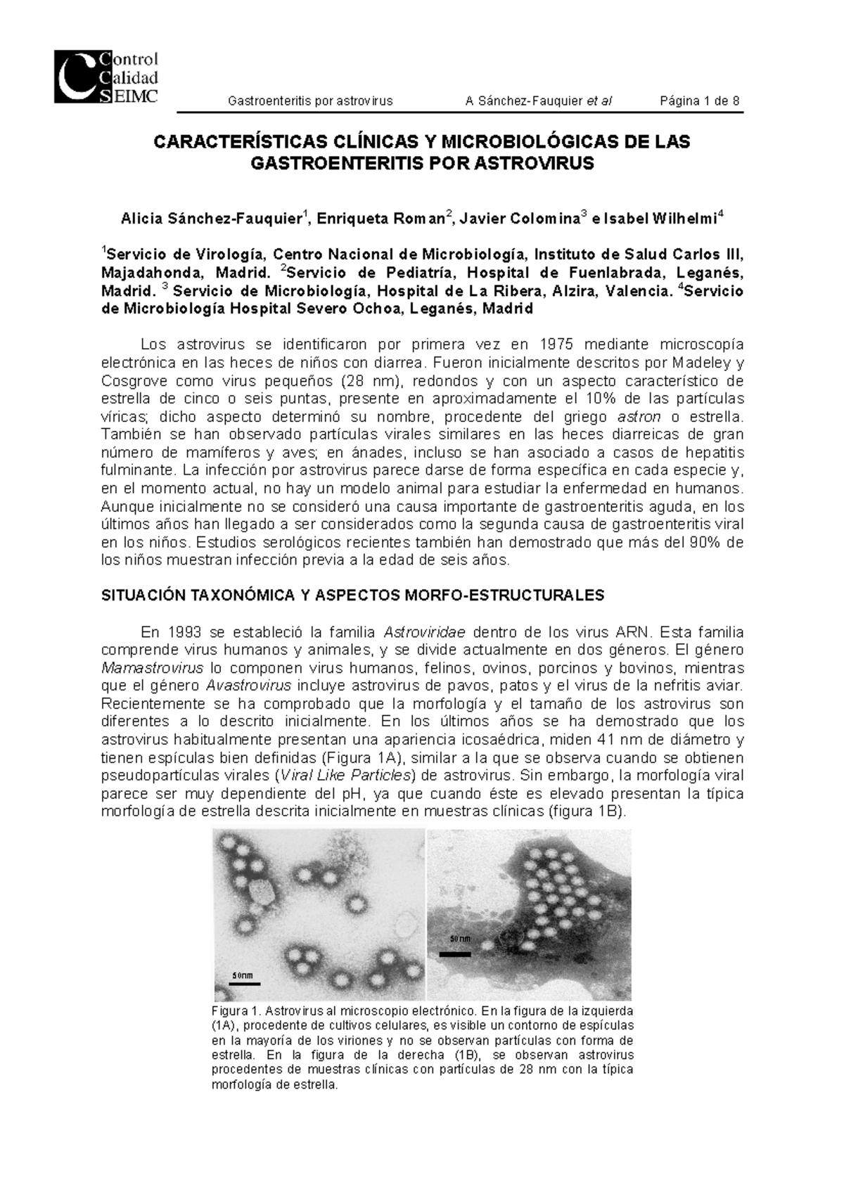 Astrovirus - CARACTERÍSTICAS CLÍNICAS Y MICROBIOLÓGICAS DE LAS ...