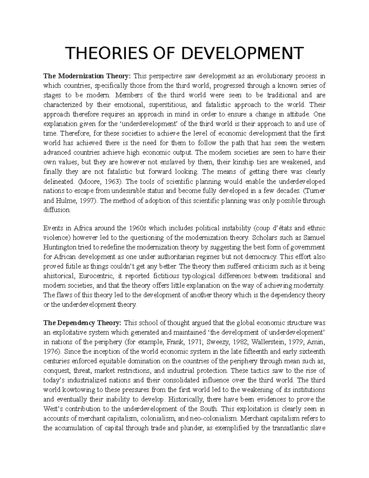 Theories OF Development - THEORIES OF DEVELOPMENT The Modernization ...