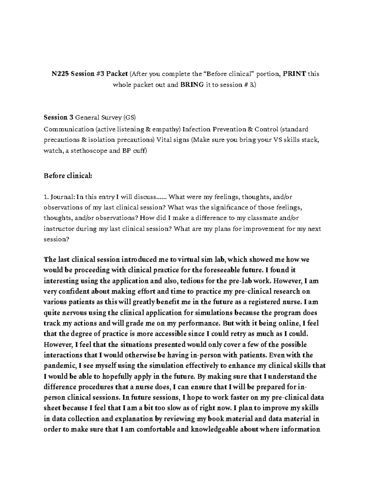 General Survey - Professional Nursing Practice Lecture Notes - N225 ...