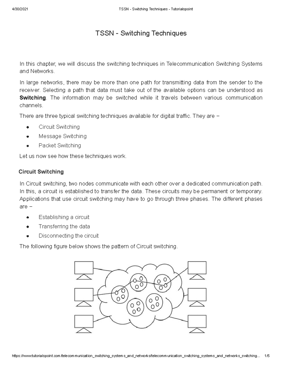 Switching Techniques And Networks In Large Networks There May Be More Than One Path For