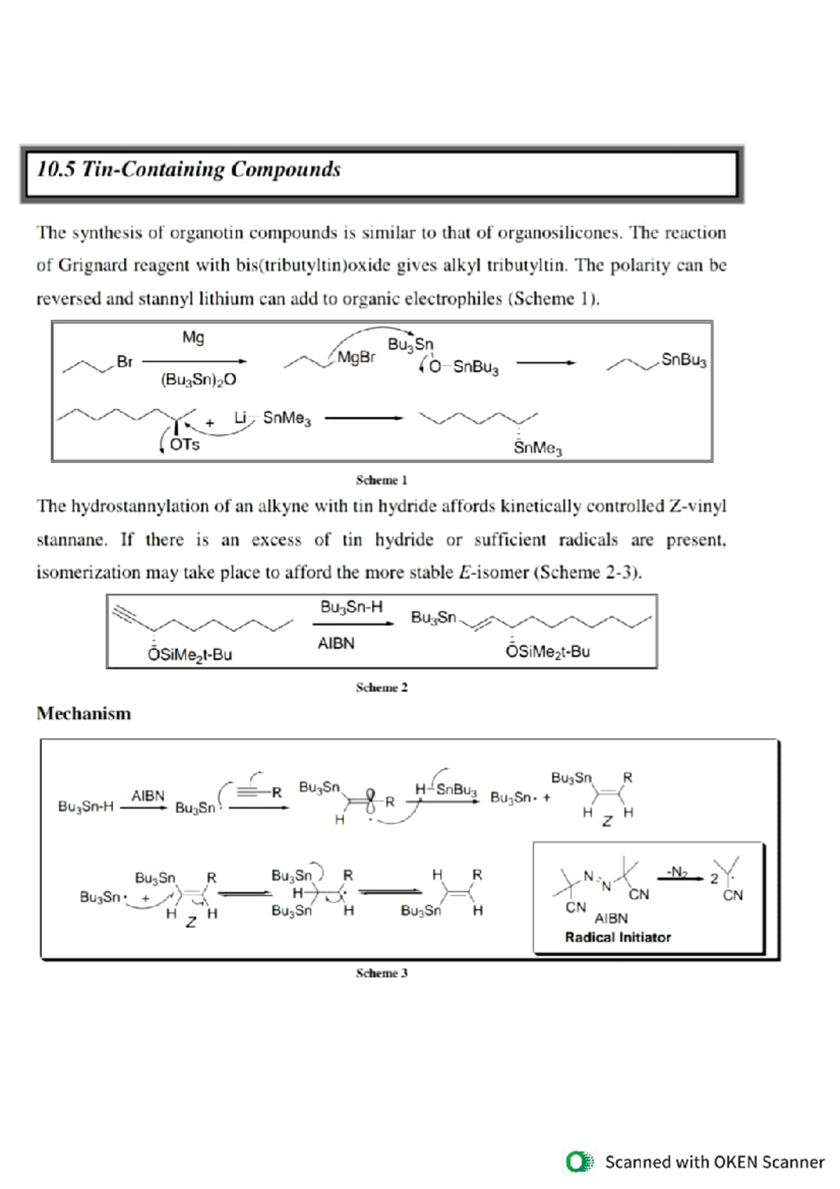 Chemistry 8 - Tin- containing compounds, Stille coupling, Reactions of ...