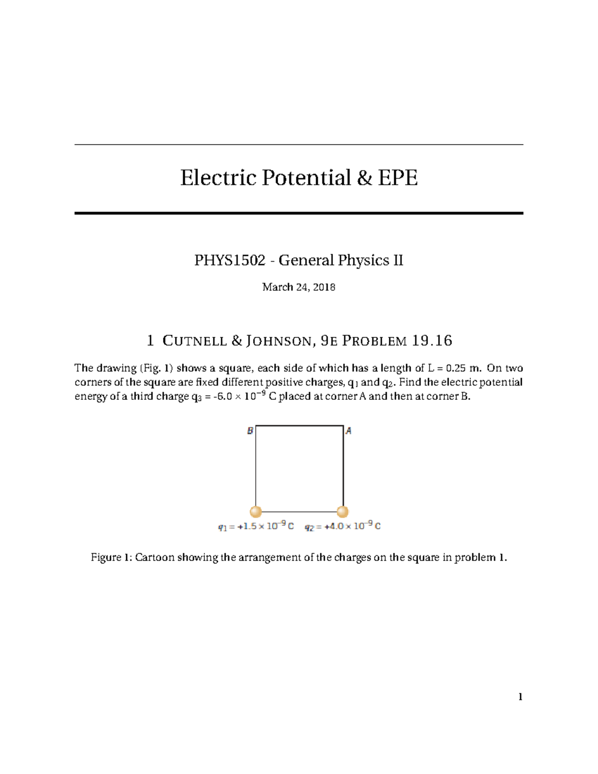 19-Electric Potential and EPE - Electric Potential & EPE PHYS1502 ...