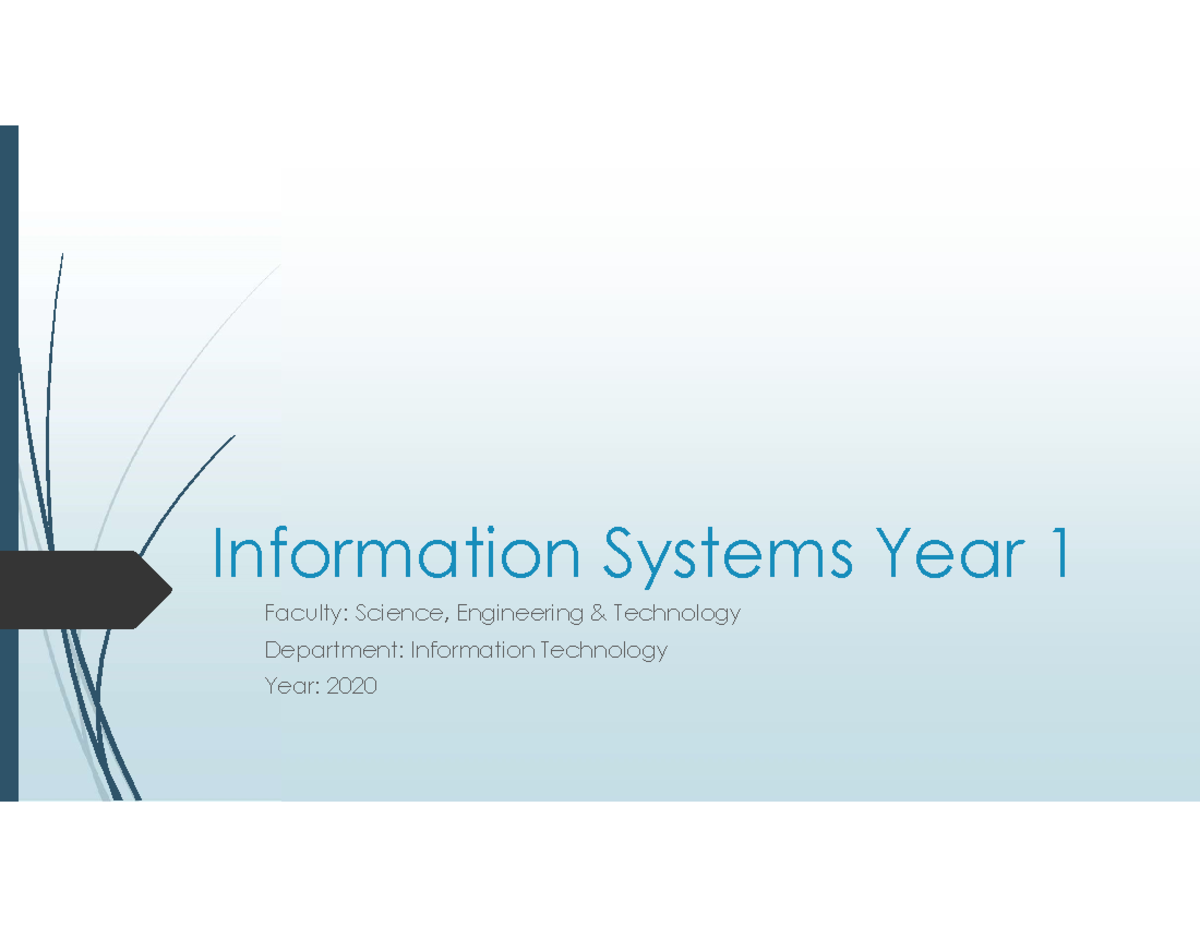 Information Systems 1 - Lecture notes 1 - Information Systems Year 1 ...