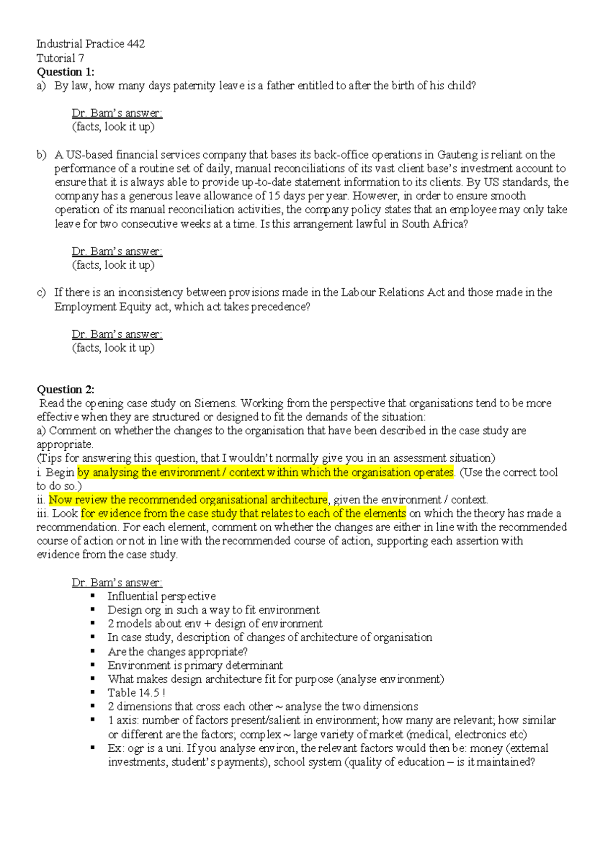 Tutorial Week 7 - Answers - 10618 - SUN - Studocu