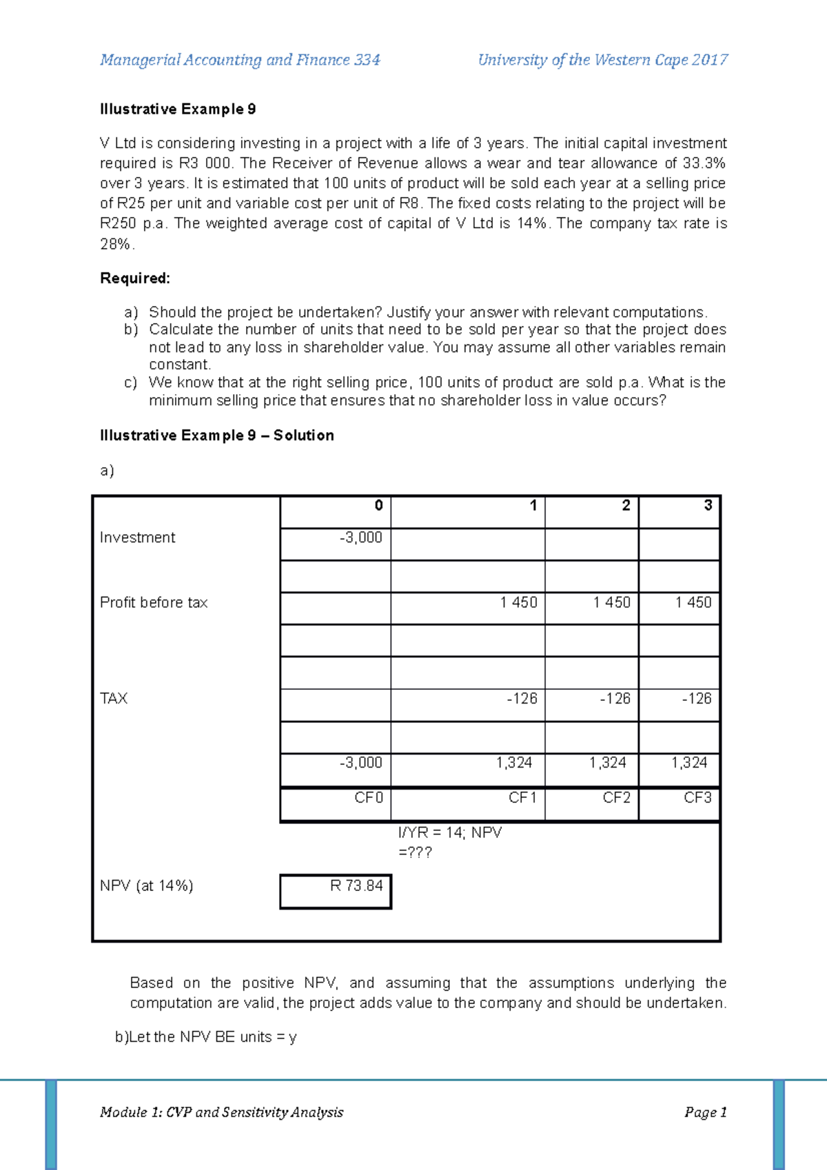 Updated Illustrative example 9 - Illustrative Example 9 V Ltd is ...