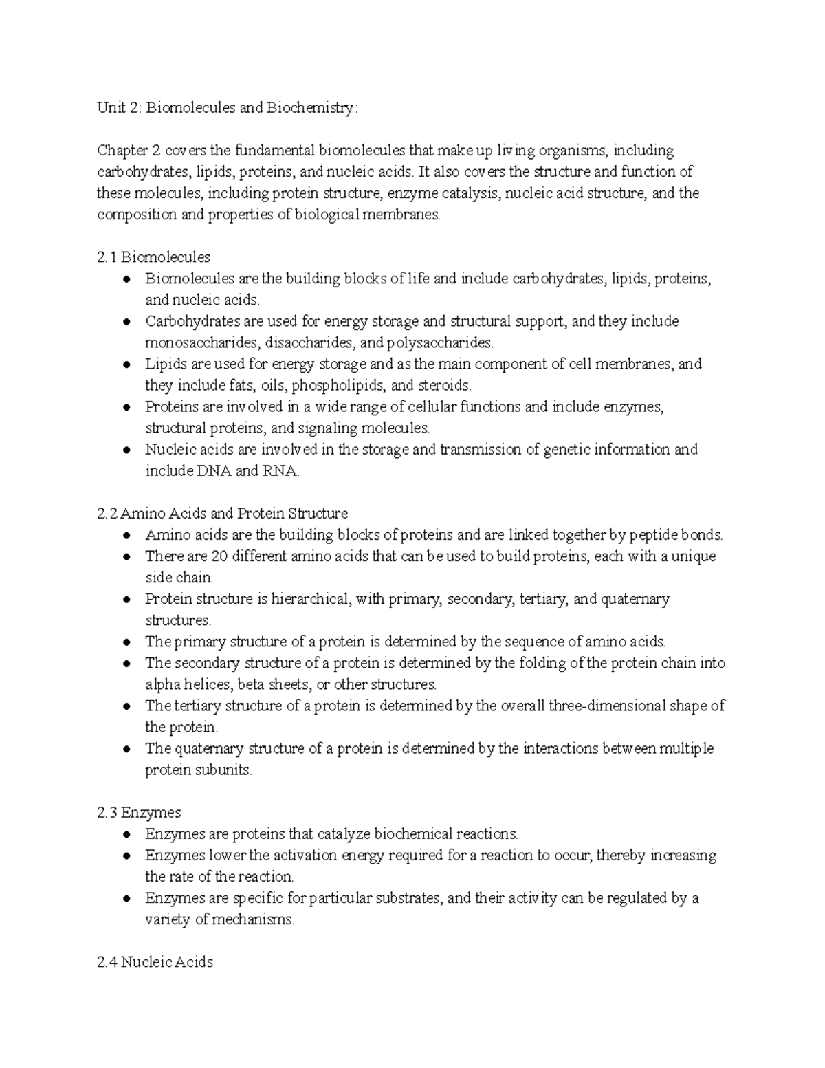 Cell Biology - Chapter 2 - Unit 2: Biomolecules and Biochemistry ...