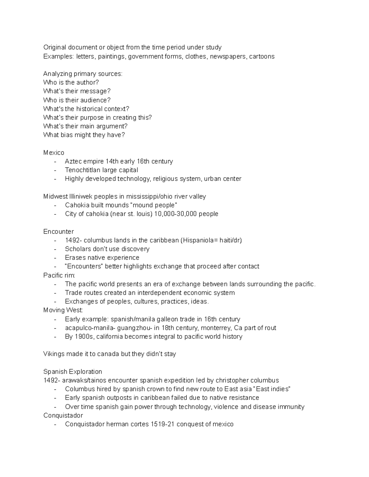 History 172 notes - Original document or object from the time period ...