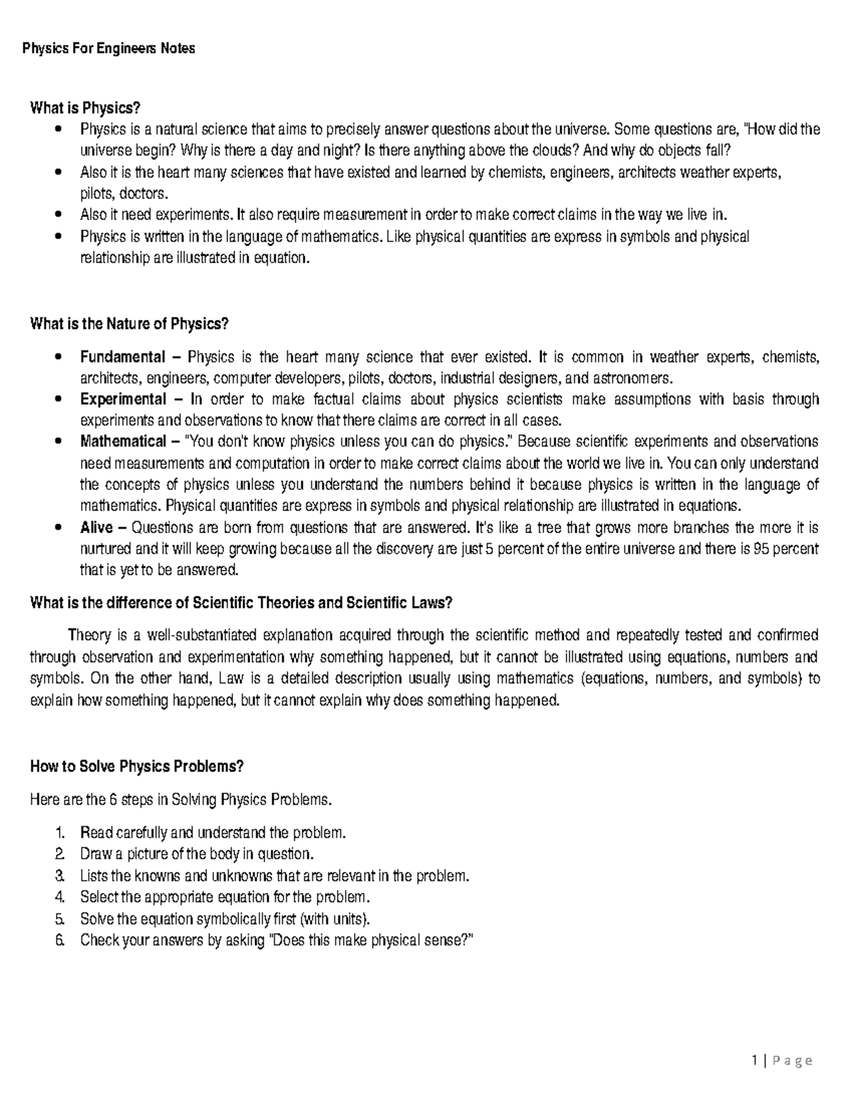 Lecturenotes Physics - NOTES MADE - College Physics 1 - PangSU - Studocu