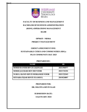 Latest Group Assignment 1 OPM655 - FACULTY OF BUSINESS AND MANAGEMENT ...