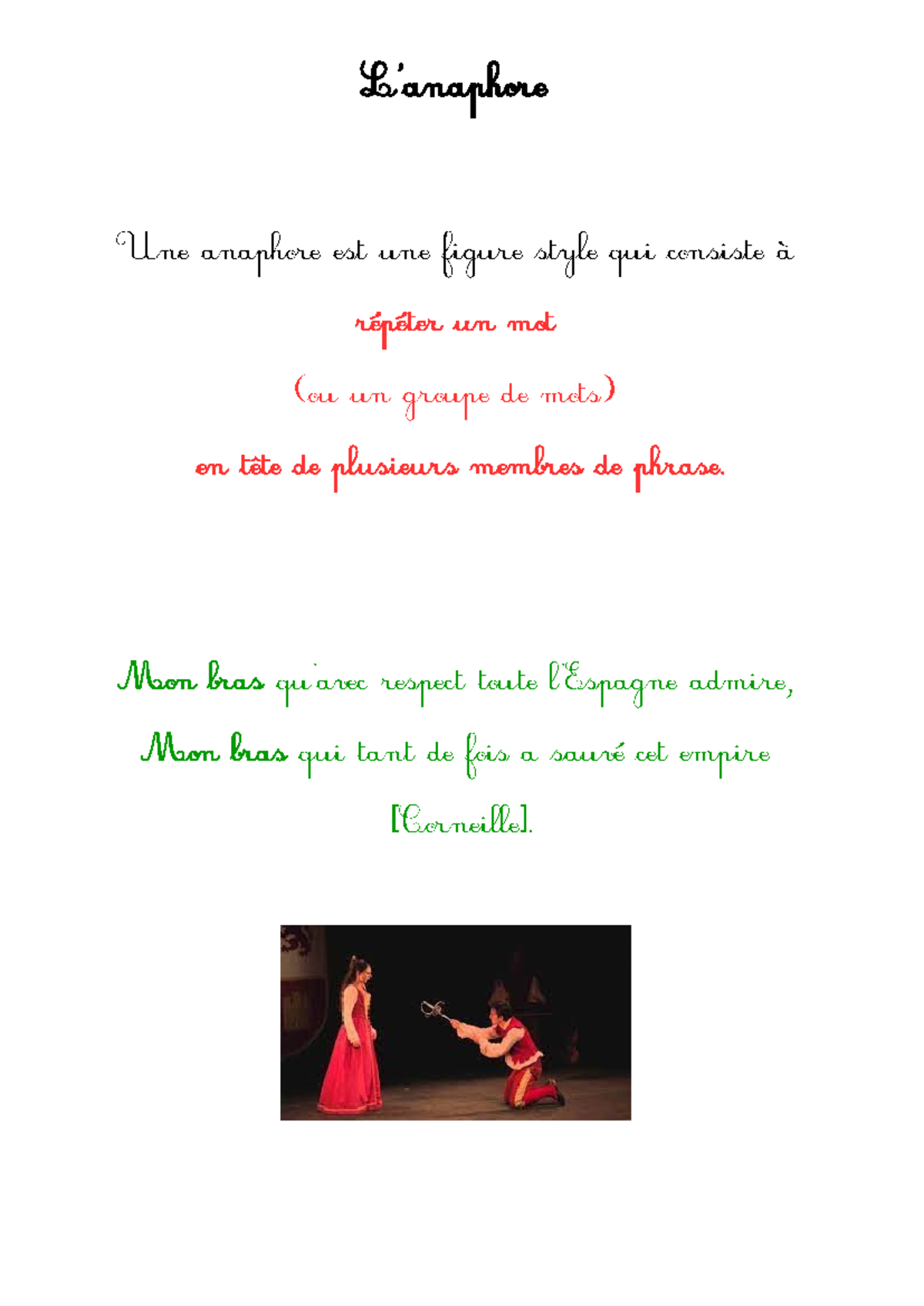 Anaphore - Français - L'anaphore Une anaphore est une figure style qui ...