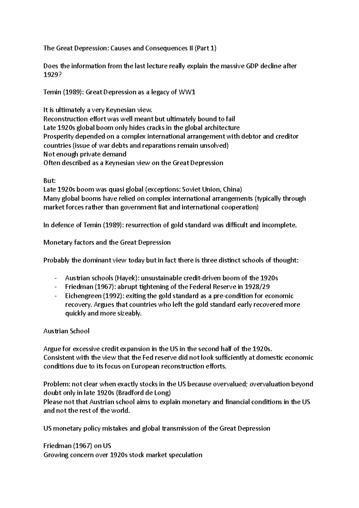 (11) The Great Depression II - The Great Depression: Causes and ...