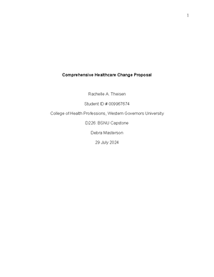 [Solved] Propose one innovative valuebased healthcare change related ...